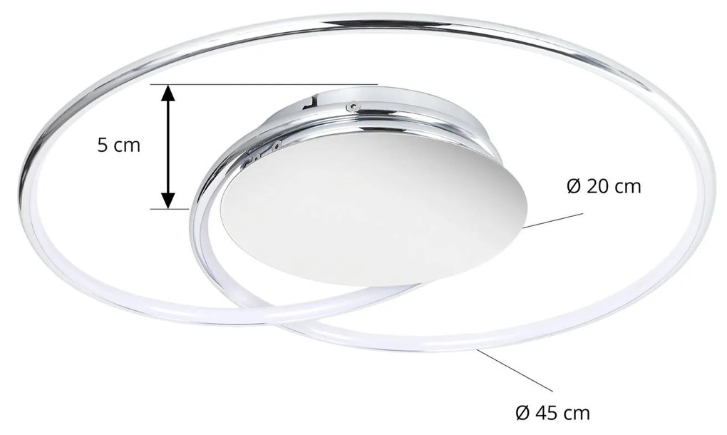 Lindby LED stropní svítidlo Joline, 46 cm, chromová barva, kov