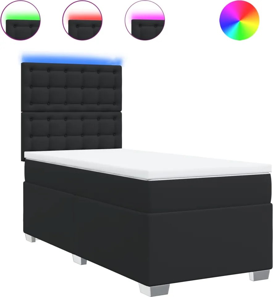 Box spring postel s matrací černá 90x200 cm umělá kůže 3293004