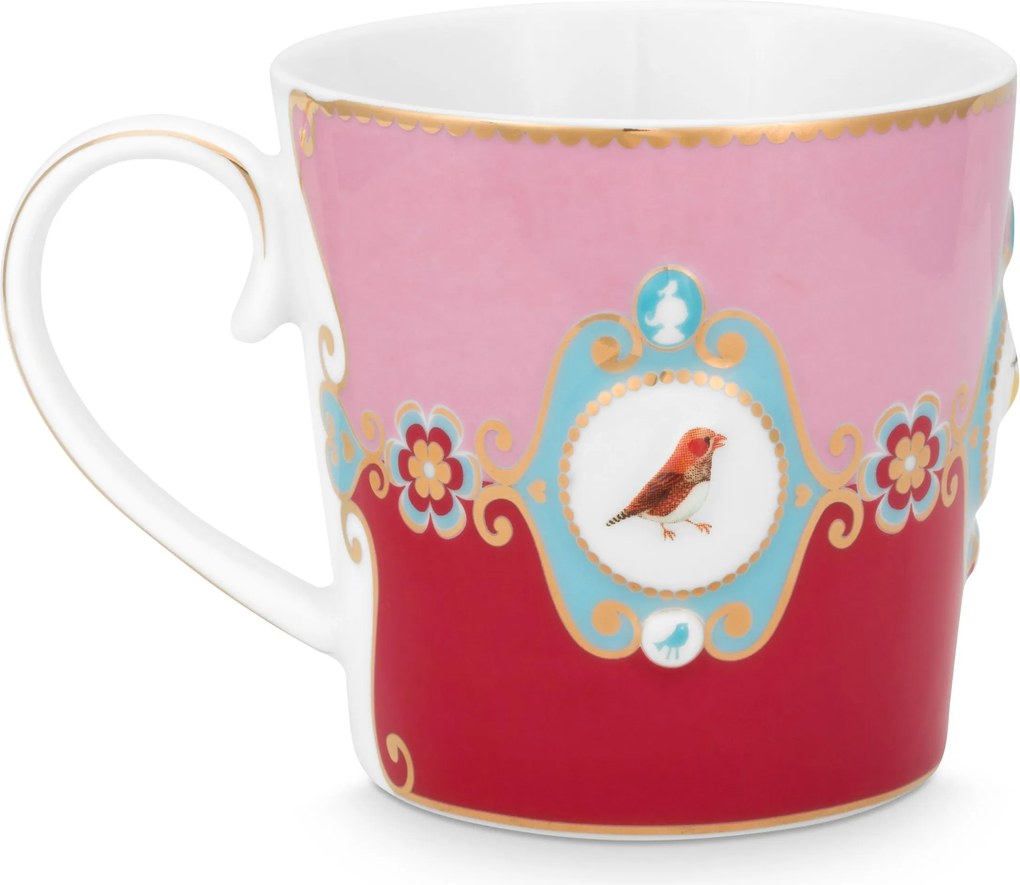 Pip Studio Love Birds sada 2 ks hrnků 225 ml, červeno-růžová