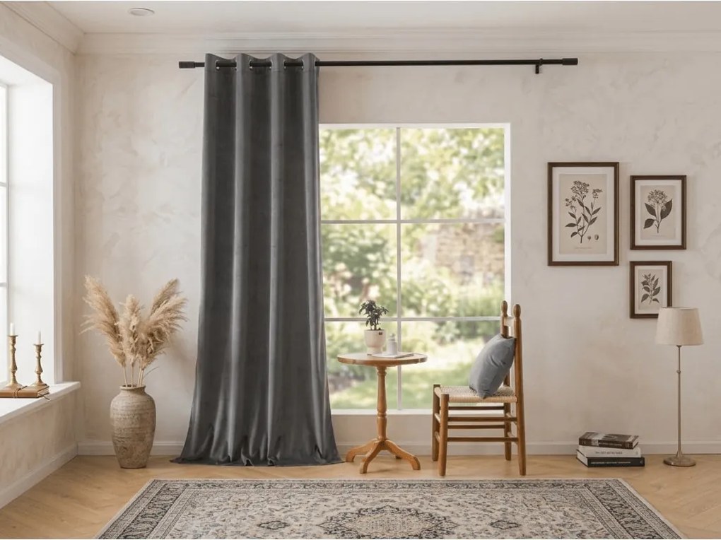 Zatemňovací závěs DREAM VELVET 140x250 cm, tmavě šedý Zavěšení: Kovové kroužky