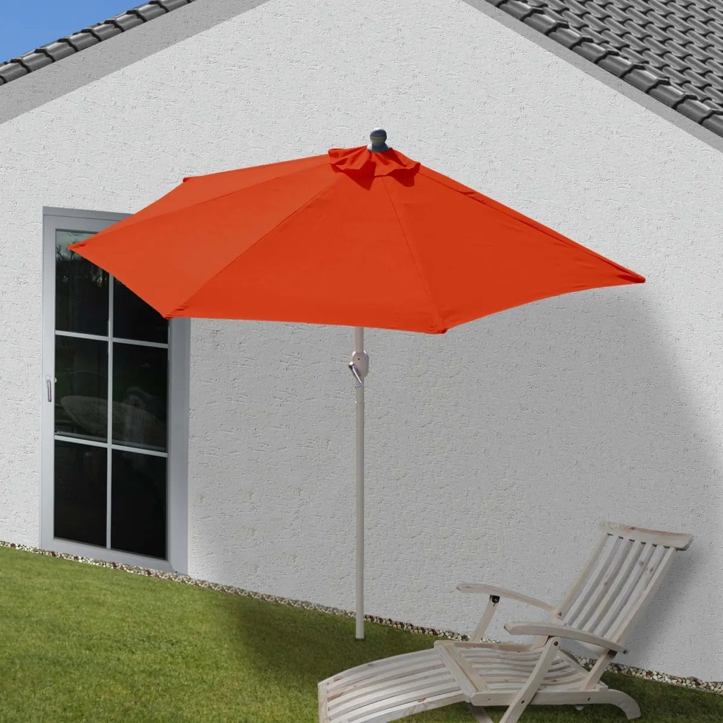 Slunečník půlkruh Parla - polyester/hliník - 300cm terakota bez podstavce