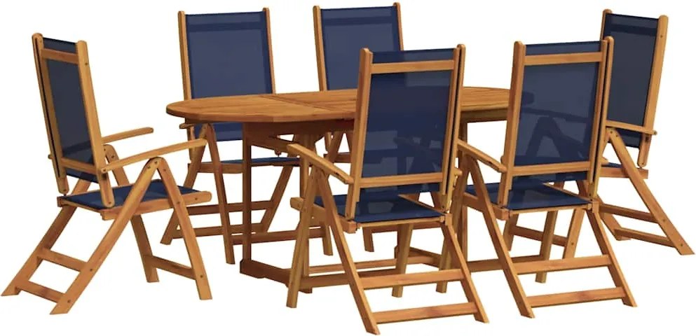 7dílný zahradní jídelní set masivní akáciové dřevo a textilen 3279309