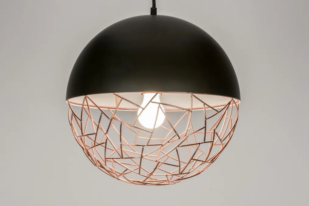 Závěsné industriální designové svítidlo nad stůl Signature Combino Nero and Copper