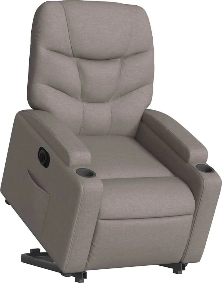 Elektrické zvedací polohovací křeslo taupe textil 3204628