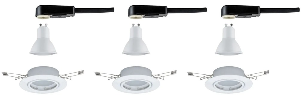 Paulmann 93422 LED base, set bílých kulatých bodovek, 3x6,5W LED 3000K GU10, prům. 9cm