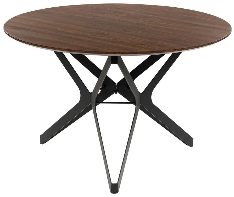 Kulatý jídelní stůl ⌀ 120 cm tmavé dřevo/černý ALURE Beliani