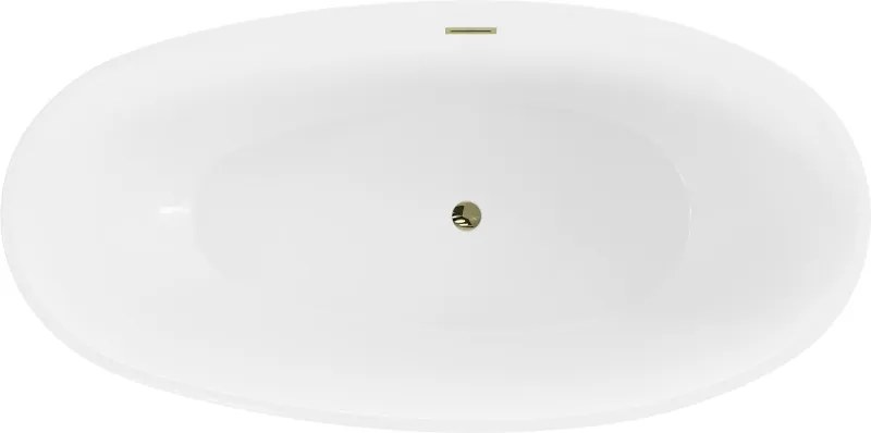 Mexen Bilbao volně stojící vana 180 x 90 cm, bílá, přepad zlatý - 51311809000-50