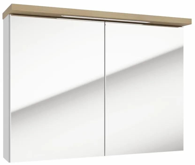 Zrcadlová skříňka Naturel Stilla + LED 80x60 cm bílá STILLAE08002