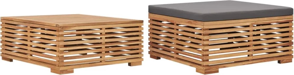 Set zahradního stolu a podnožky tmavě šedá poduška masivní teak 316042
