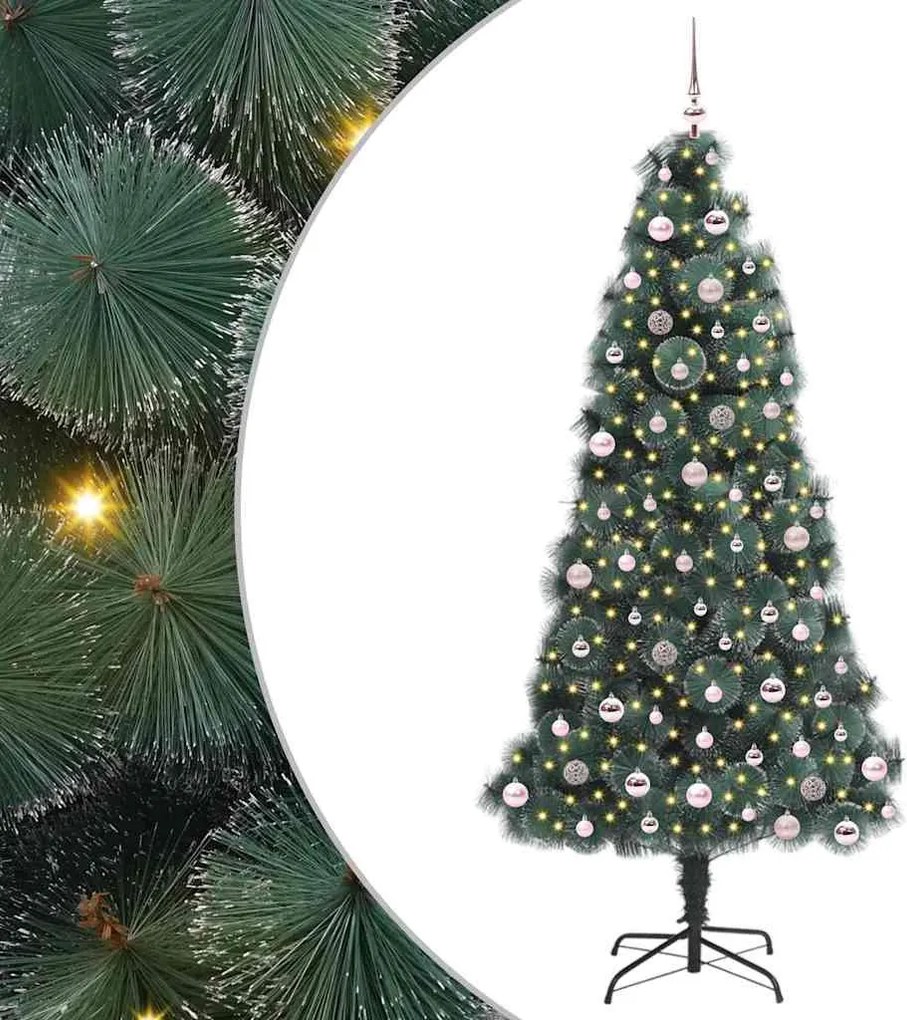 Umělý předsvícený vánoční stromek se sadou koulí Zelená 240 cm 3396192