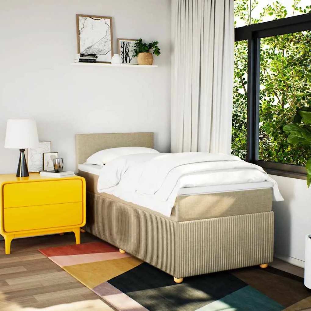 Box spring postel s matrací krémová 80 x 200 cm textil 3289581