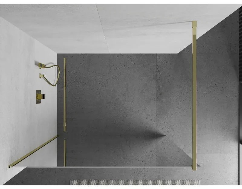 Mexen Kioto sprchová zástěna 70x200 cm 8 mm, zlatý profil, sklo efekt zrcadla, 800-070-101-50-50