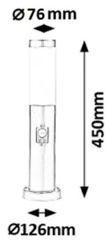 Rabalux 8267 - Venkovní lampa se senzorem INOX TORCH 1xE27/25W IP44