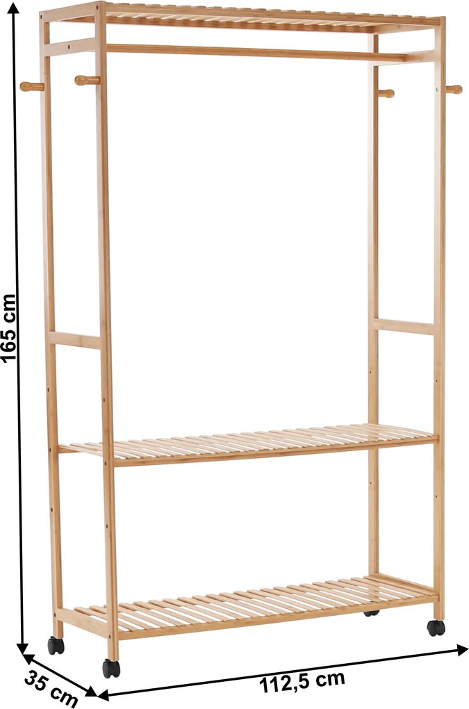 Šatní organizér, přírodní bambus, MELAR