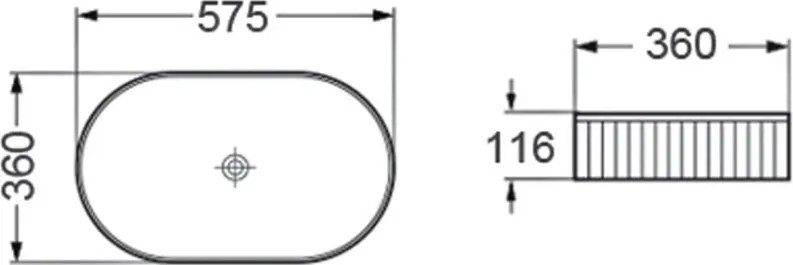 Mexen Grovo, rýhované umyvadlo na desku 57 × 36 cm, bílá, 22305700