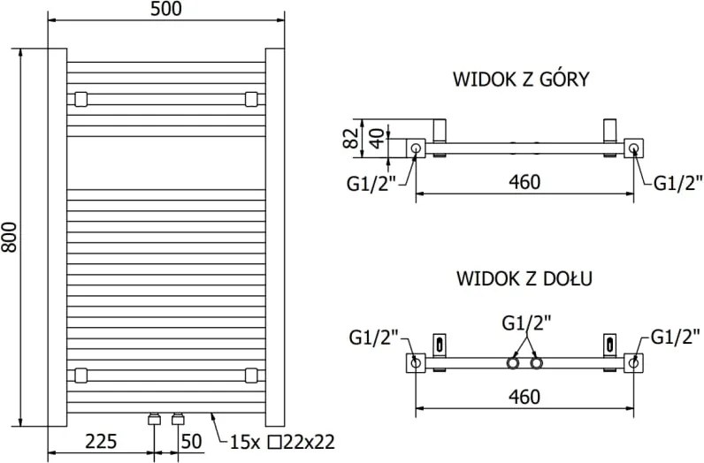 Mexen Pluton radiátor koupelnový 800 x 500 mm, 410 W, černý - W106-0800-500-00-70