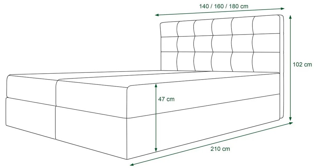 Moderní postel s úložným prostorem 160x200 STIG 5 - růžová