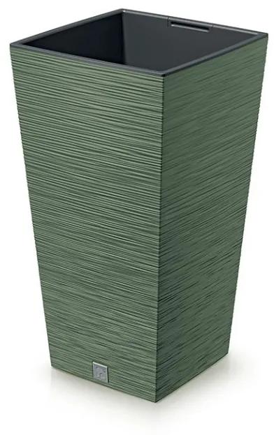 PROSPERPLAST Květináč - FURU SQUARE Rozměr: 24x24 cm, Barva: zelená