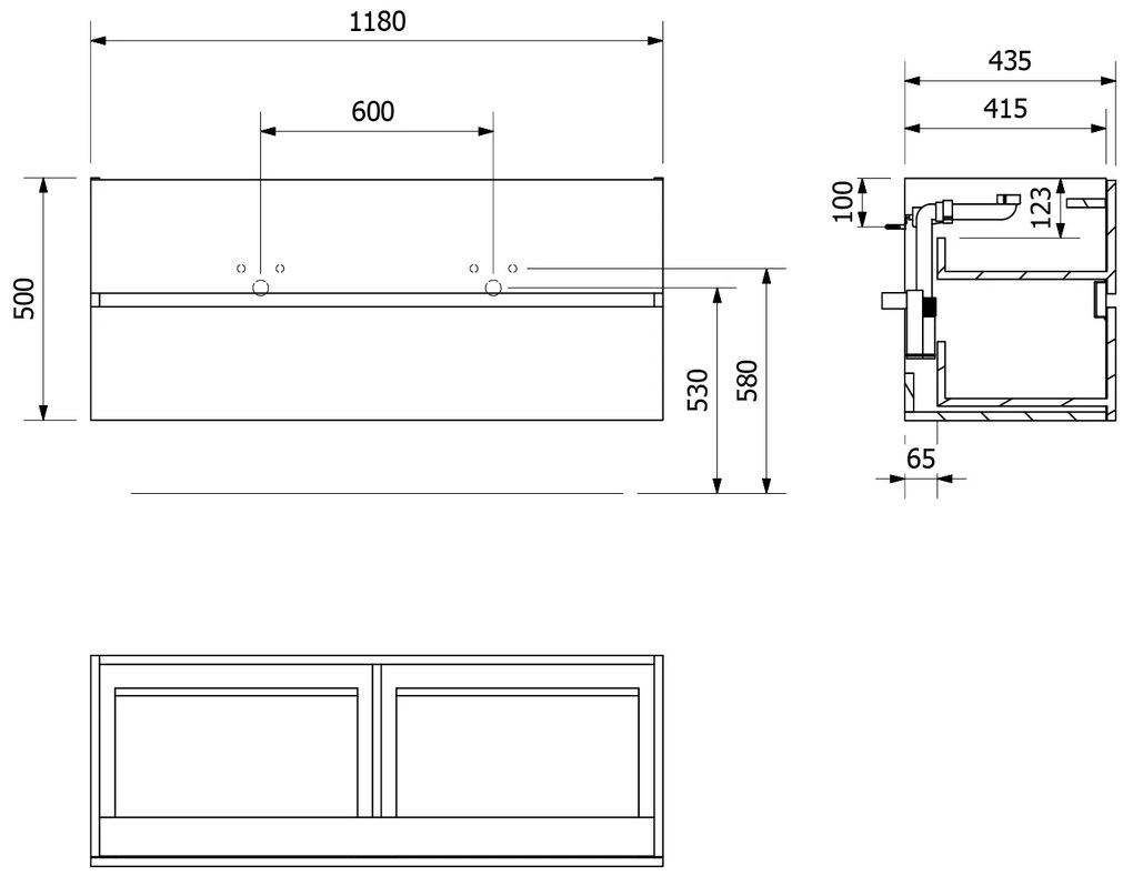 Sapho, ODETTA umyvadlová skříňka 118x50x43,5cm, bílá lesk, DT120-3030
