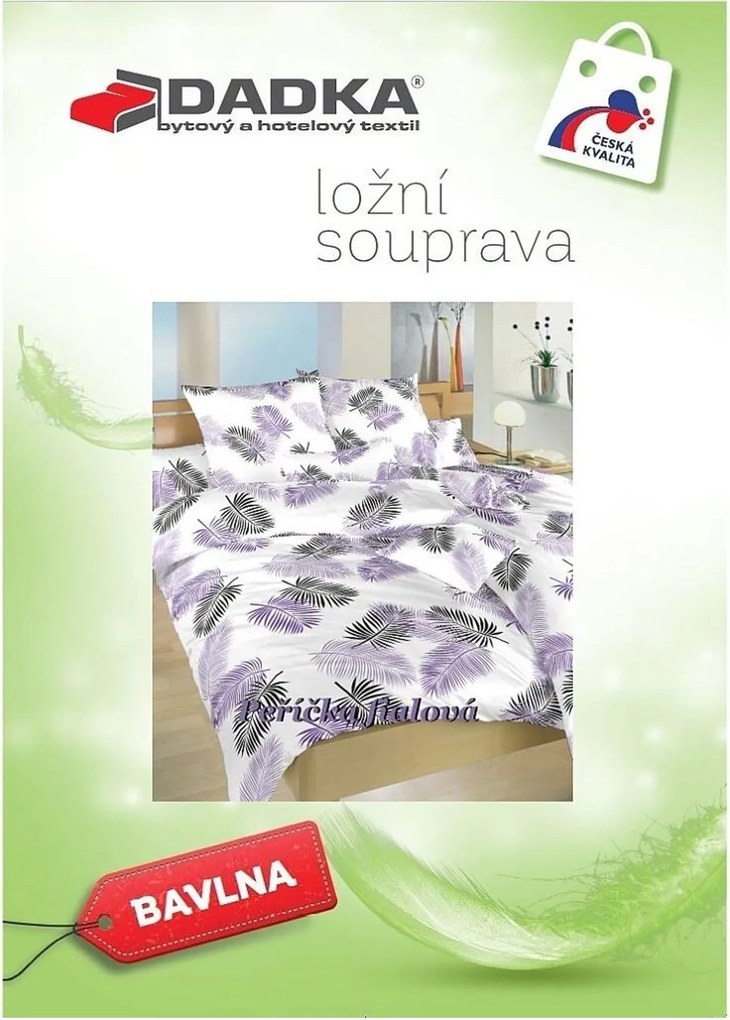 Bavlněné povlečení Peříčka fialové 140x200, 70x90 cm
