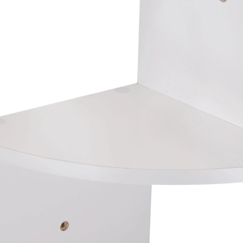 HOMCOM Rohová polička ve tvaru zig-zag, 20L x 20W x 126H cm, 5 úrovní, Bílá dřevěná | Aosom