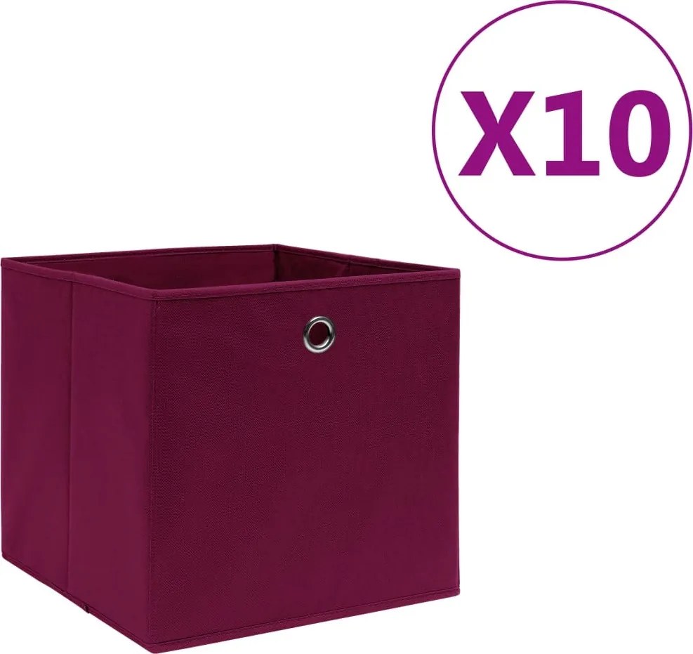 vidaXL Úložné boxy 10 ks netkaná textilie 28 x 28 x 28 cm [325218] Barva: černá s víky