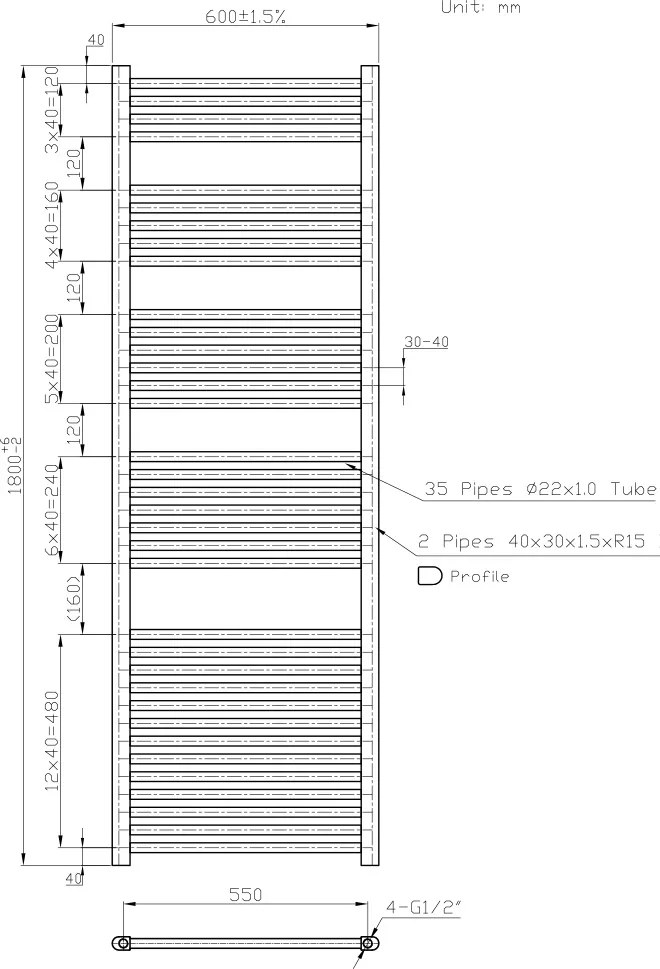 Novaservis 600 x 1800 mm - 600/1800/R,0