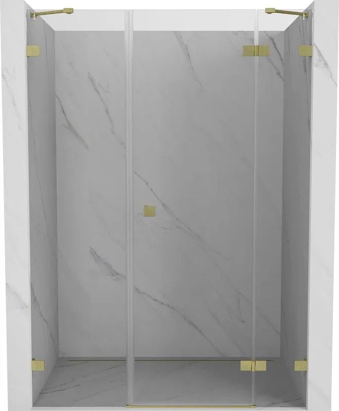 Mexen Lunar, pravé otočné sprchové dveře 130 cm, 8mm čiré sklo, zlatý matný profil, 834S-130-050-55-00-P