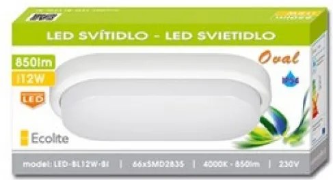 LED svítidlo Ecolite OVAL 12W/850lm 4000K IP54 bílý LED-BL12W-BI