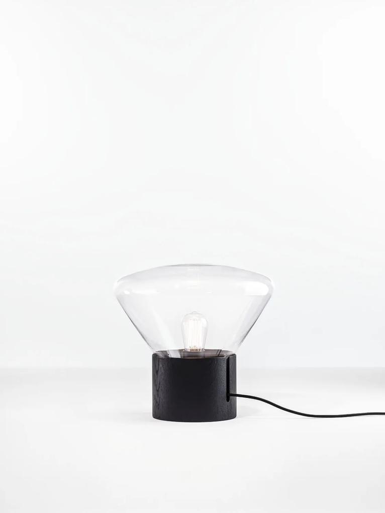 Designová lampa Brokis Muffins Wood PC849 Barva skla: Amber - transparentní sklo, Barva el. vedení: Textilní kabel -  světle šedý, Dřevo: Dub evropský - bíle mořený
