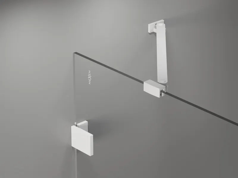 Mexen Lunar, půlkruhový výklopný sprchový kout 100 x 100 cm, 8mm čiré sklo, bílý profil, 833-100L-100P-20-00