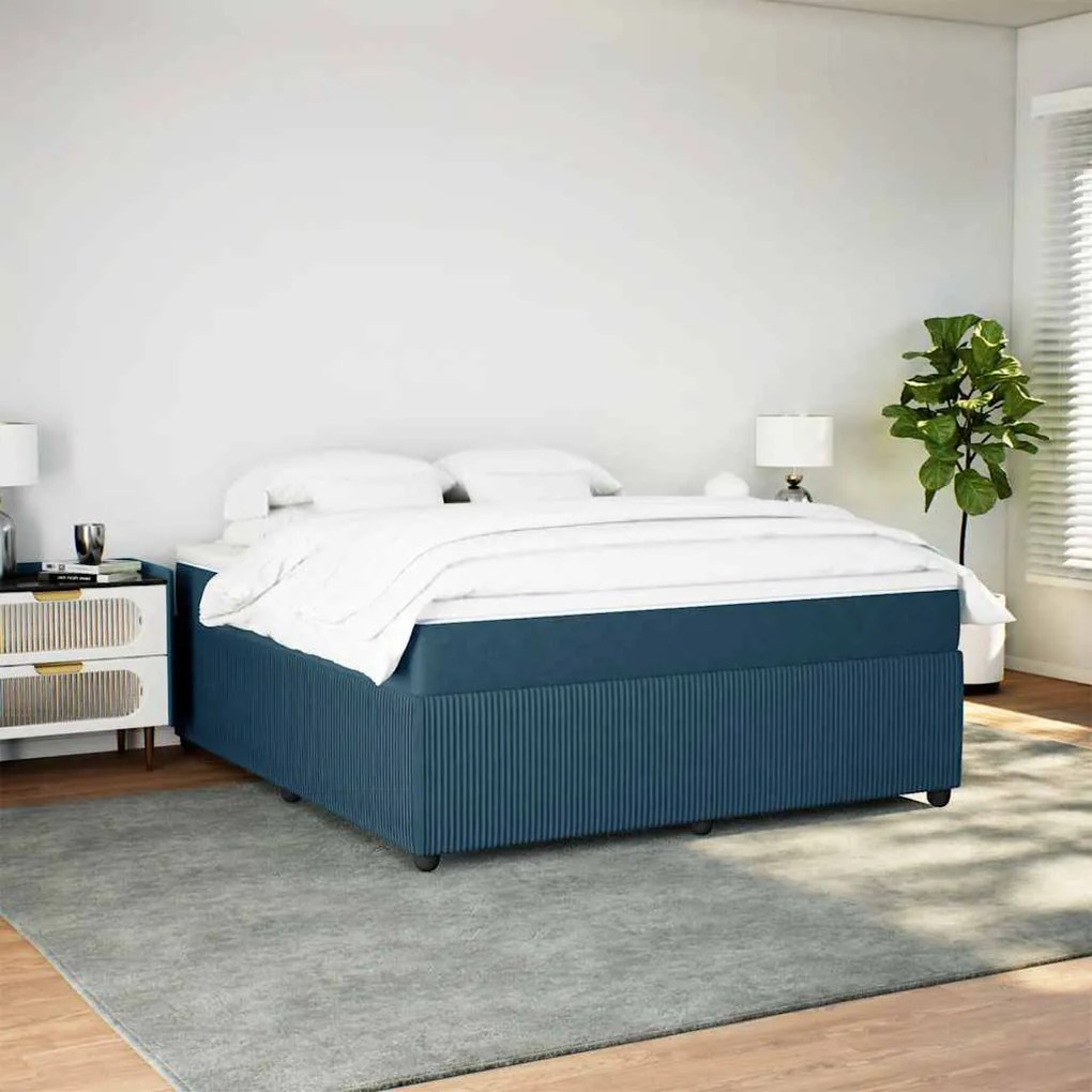 Box spring postel s matrací tmavě modrá 180x200 cm samet 3285660