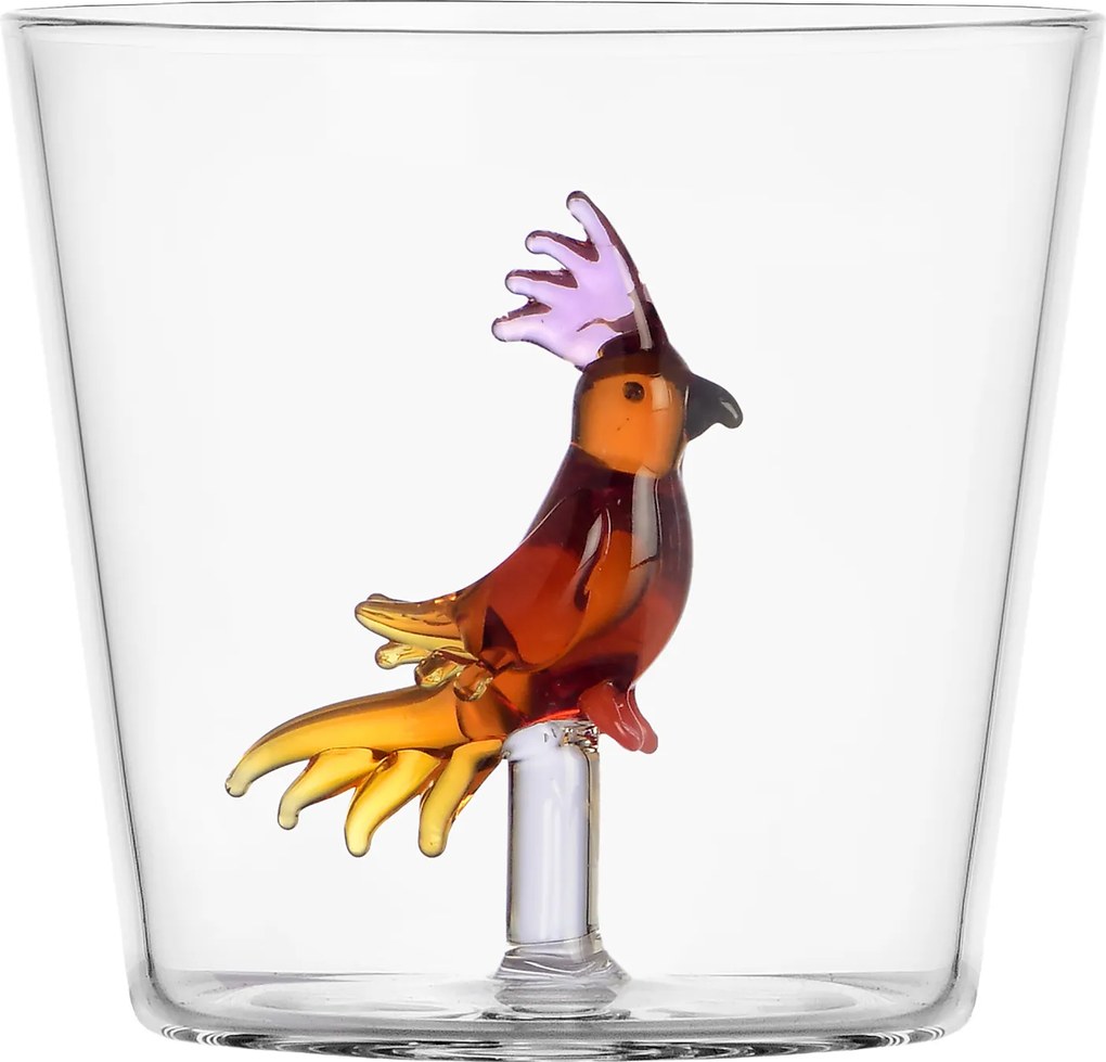 Ichendorf Milano designové sklenice na vodu Talking Trees Tumbler Amber Tropical Bird