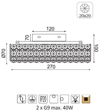 ACA DECOR Přisazené svítidlo LIANNA max. 2x40W/G9/230V/IP20