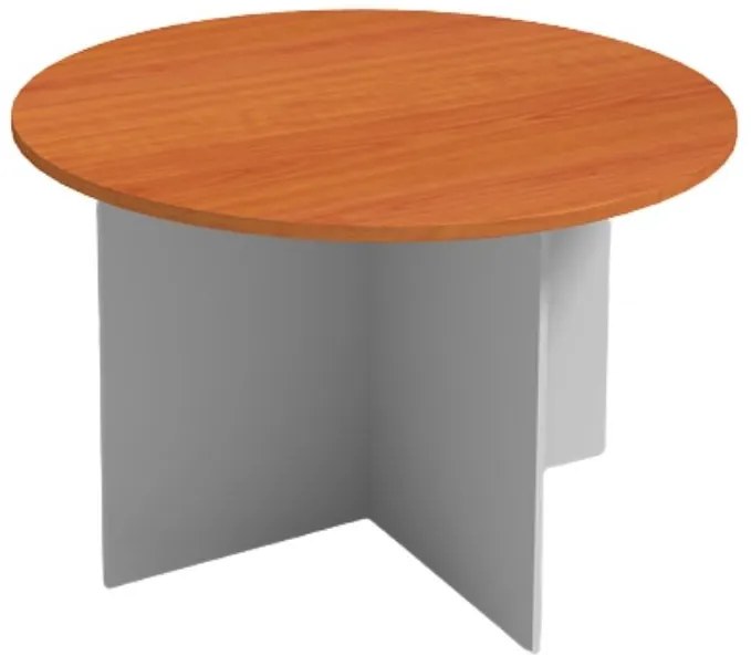 Jednací stůl s kulatou deskou PRIMO GRAY, průměr 120 cm, šedá/třešeň
