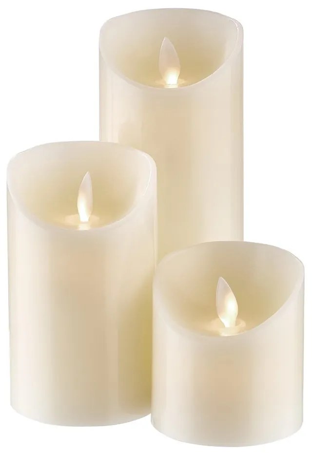 GLOWING FLAME LED Svíčka na baterie set 3 ks - krémová