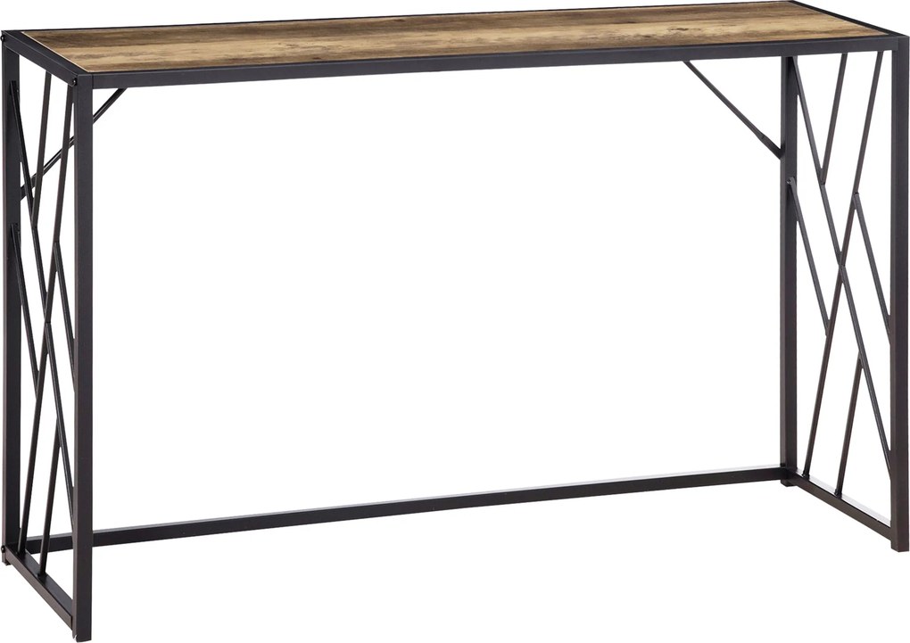 HOMCOM Konferenční stolek, Boční stolek s ocelovými nohami, 120 x 35 x 75 cm, Průmyslový stůl do chodby, Konec stolu, do malých prostor, Vstup, Chodba