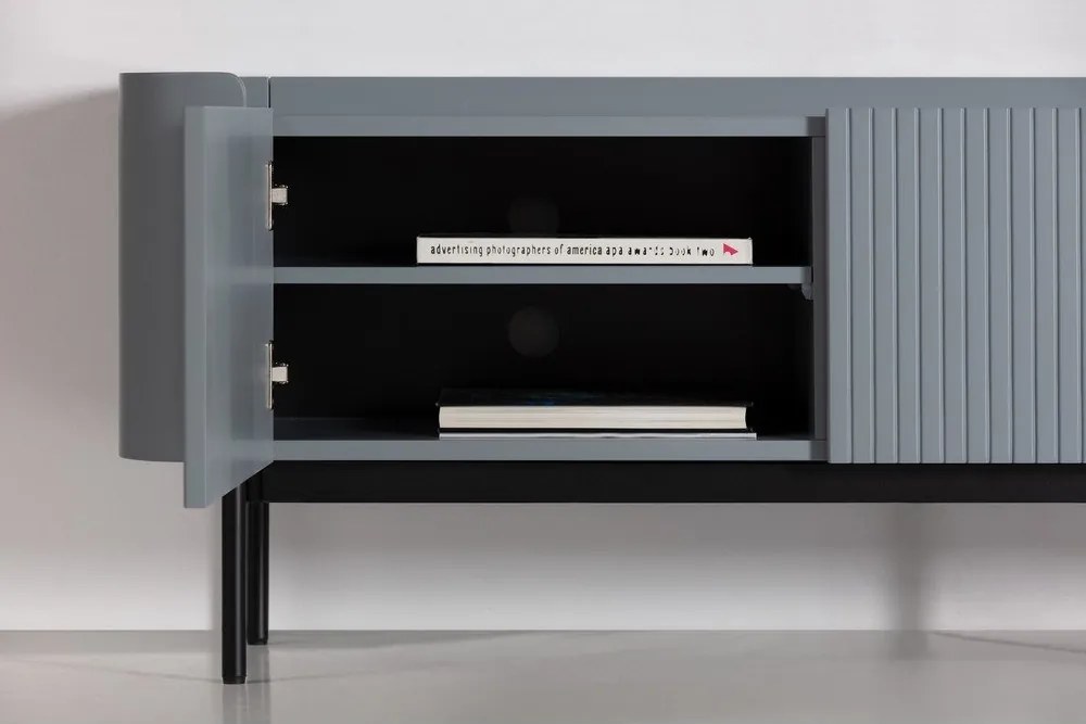 Šedomodrý TV stolek 180x55x40 cm Willa – MOME