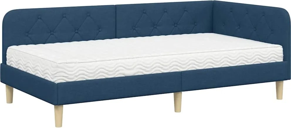 Rohový rám postele Modrá 90 x 190 cm textil 3394116
