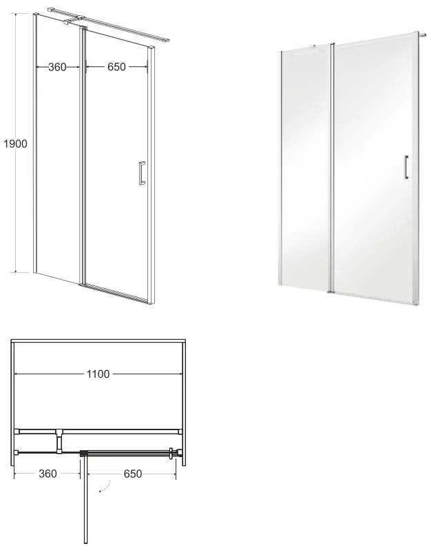 Besco Exo-C sprchové dveře, black Rozměr sprch.dveří: 120cm