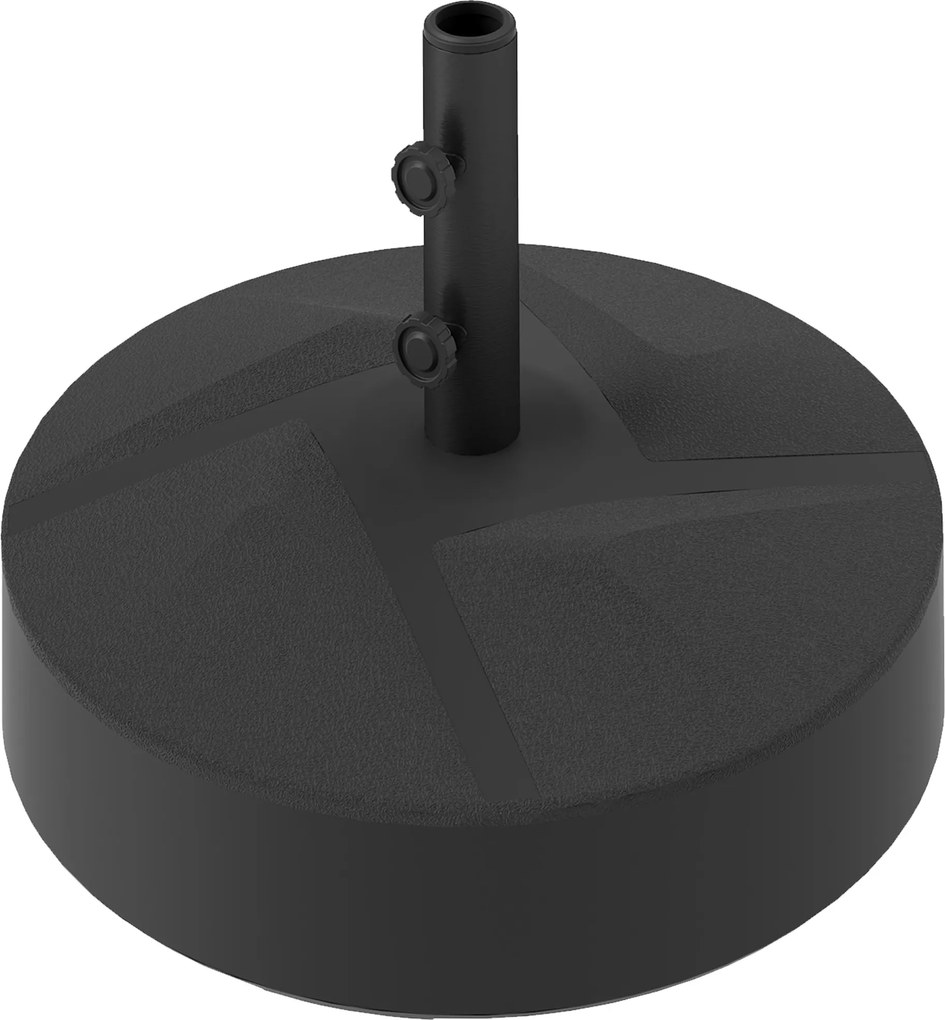 Stojan na slunečník Outsunny s možností naplnění do 30 kg, kulatý držák slunečníku pro průměr tyče 36/38/48 mm, pro balkon, terasu, zahradu, černý | A