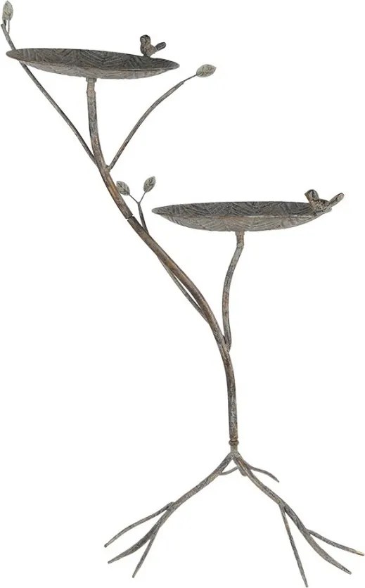 Zeleno hnědé antik kovové krmítko pro ptáčky Birdie - 38*43*78 cm