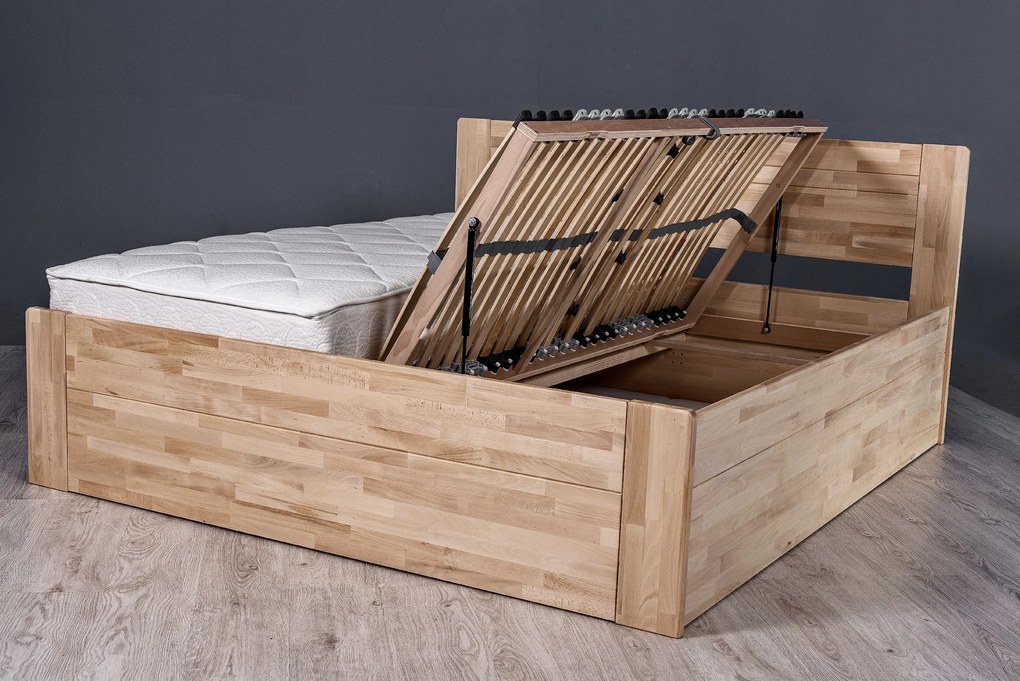 Masivní postel ALEXIA - Solwo Design Dřevo a odstín oleje: DUB Cink - Olej odstín DO206, Rozměr spací plochy: 160x200