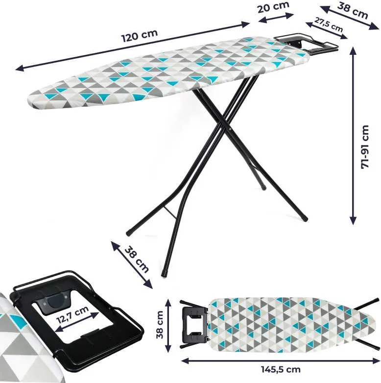 Žehlicí prkno s opěrkou na žehličku Bavlněný potah 120 x 38 cm