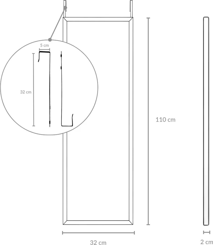 Dveřní zrcadlo AINA, 36 x 110 cm