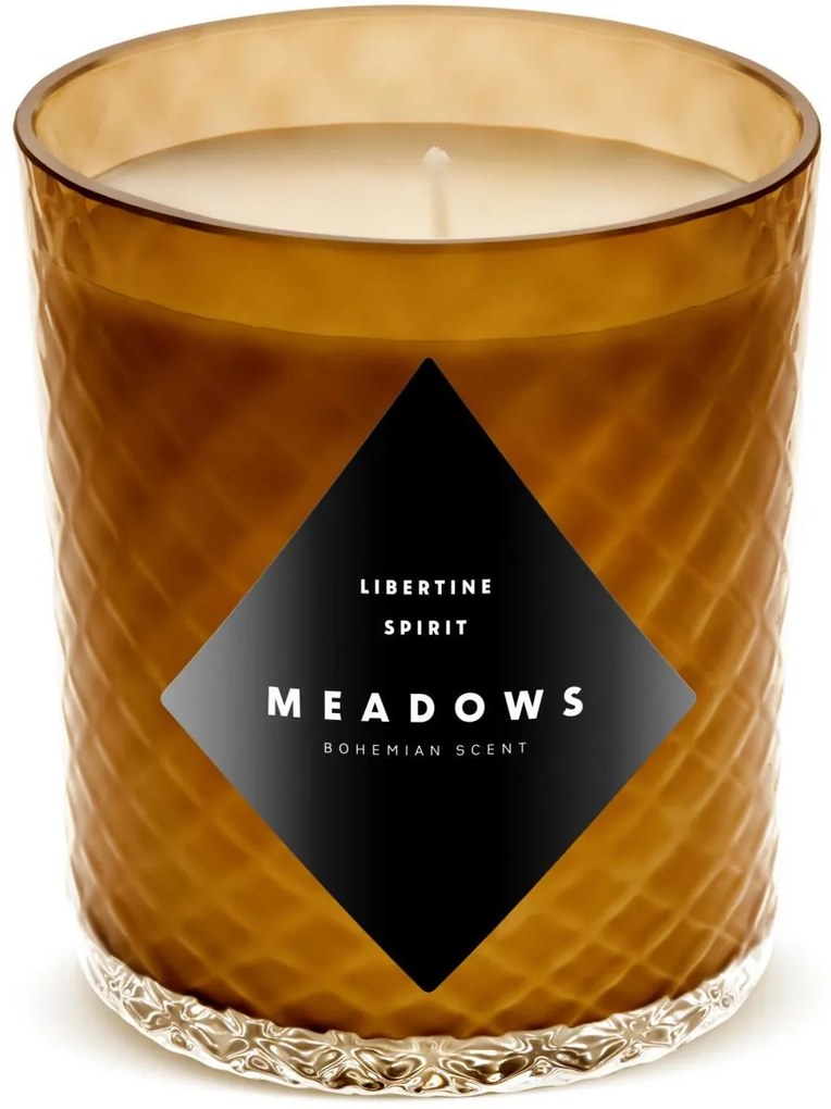 MEADOWS Luxusní vonná svíčka Libertine Spirit, oranžová barva, sklo