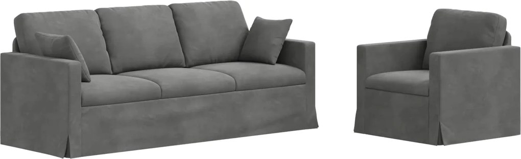 Set pohovek 2 ks Tmavě šedá samet 3407596
