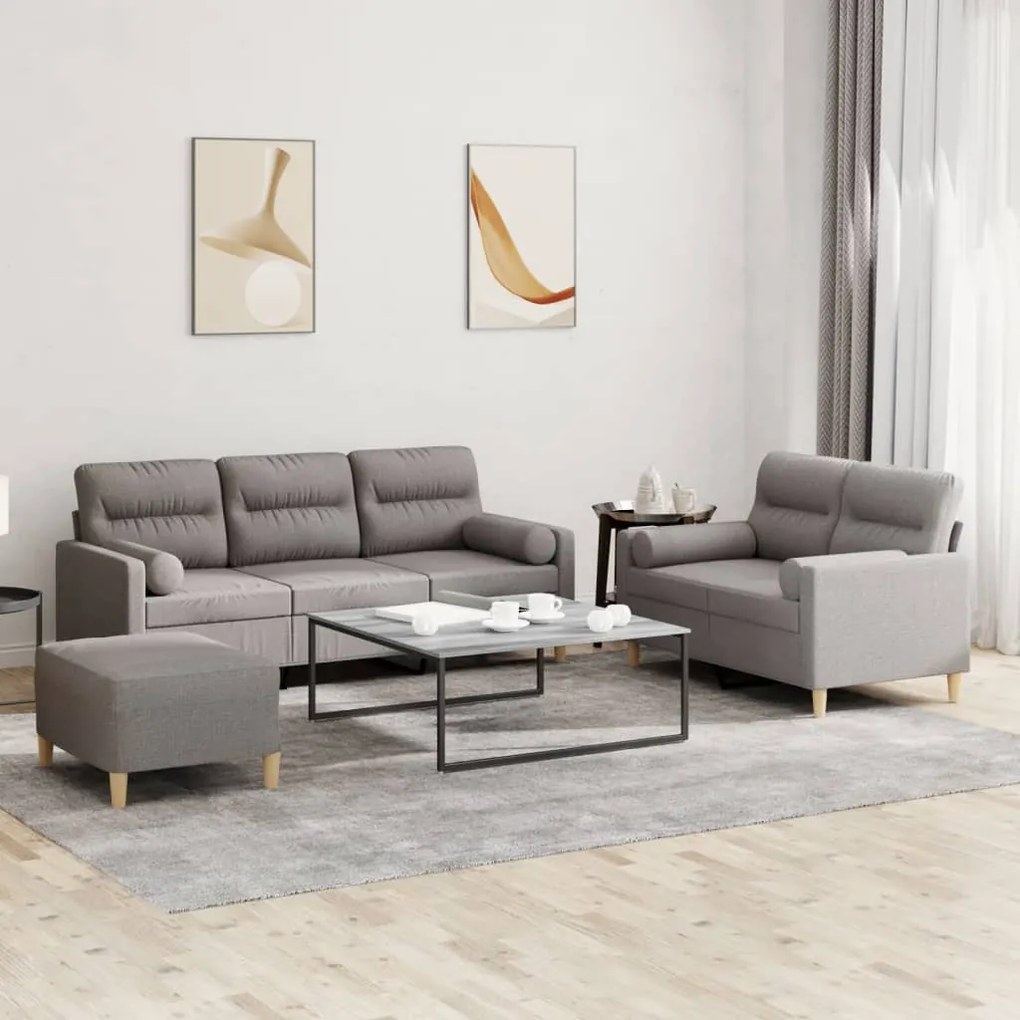 3dílná sedací souprava s polštáři taupe textil 3201631