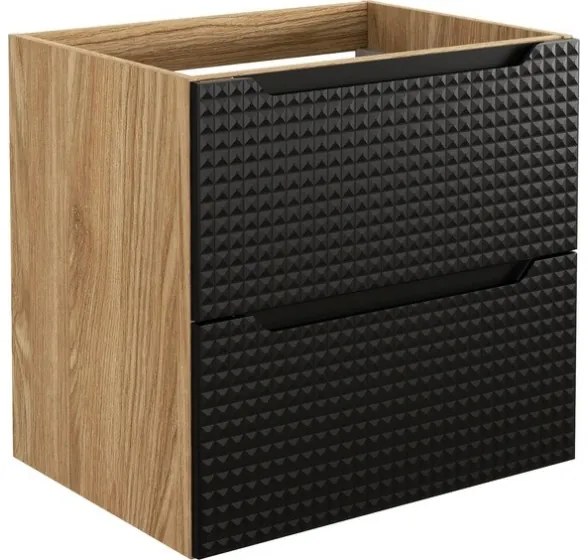 Závěsná skříňka Luxor Black s deskou a umyvadly 120 cm černá/dub olejovaný