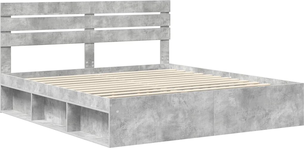 Rám postele s čelo Beton 180 x 200 cm Masivní borové dřevo 3411386